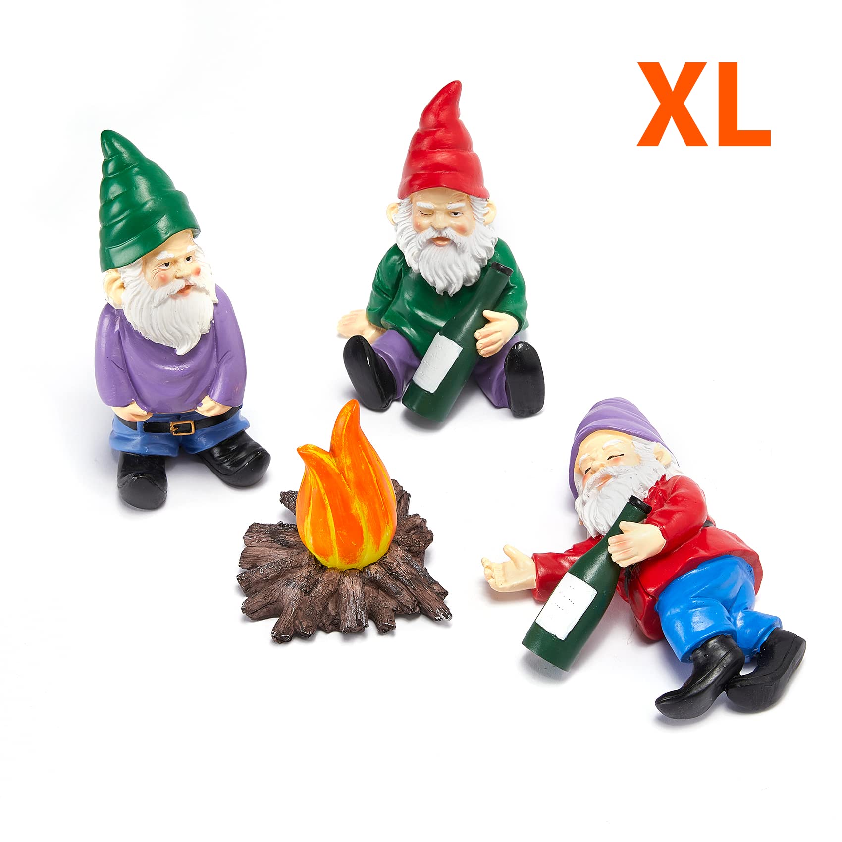 Snapklik.com : Extra Large Drunk Garden Gnomes Figurines Set Of 4 Funny ...
