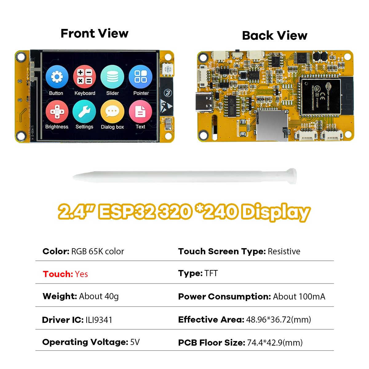 Snapklik.com : Hosyond 2.4 ESP32 Display Resistive Touch Screen