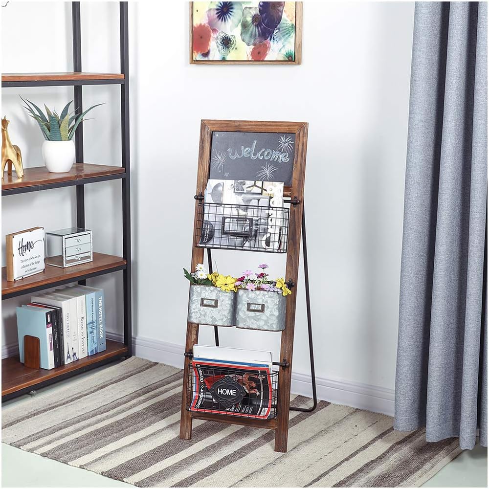 Amazon.com: Glitzhome 3-Tier Magazine Rack with 4 Baskets 40”H ...