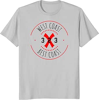 Amazon.com: West Coast Best Coast 323 LA zip code - TEE / T-Shirt ...