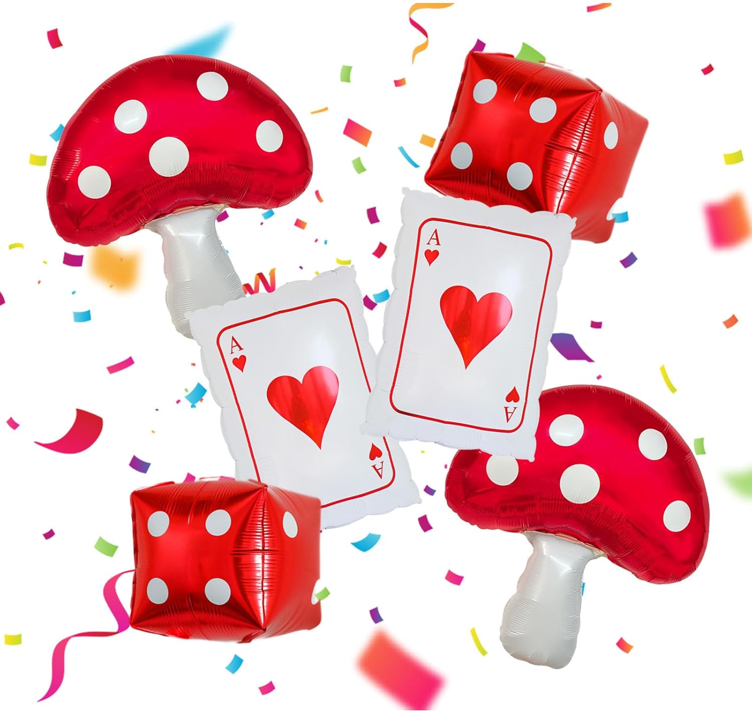 Amazon.com: Alice’s Wonderland Foil Balloons Set Mushroom Balloons Dice ...