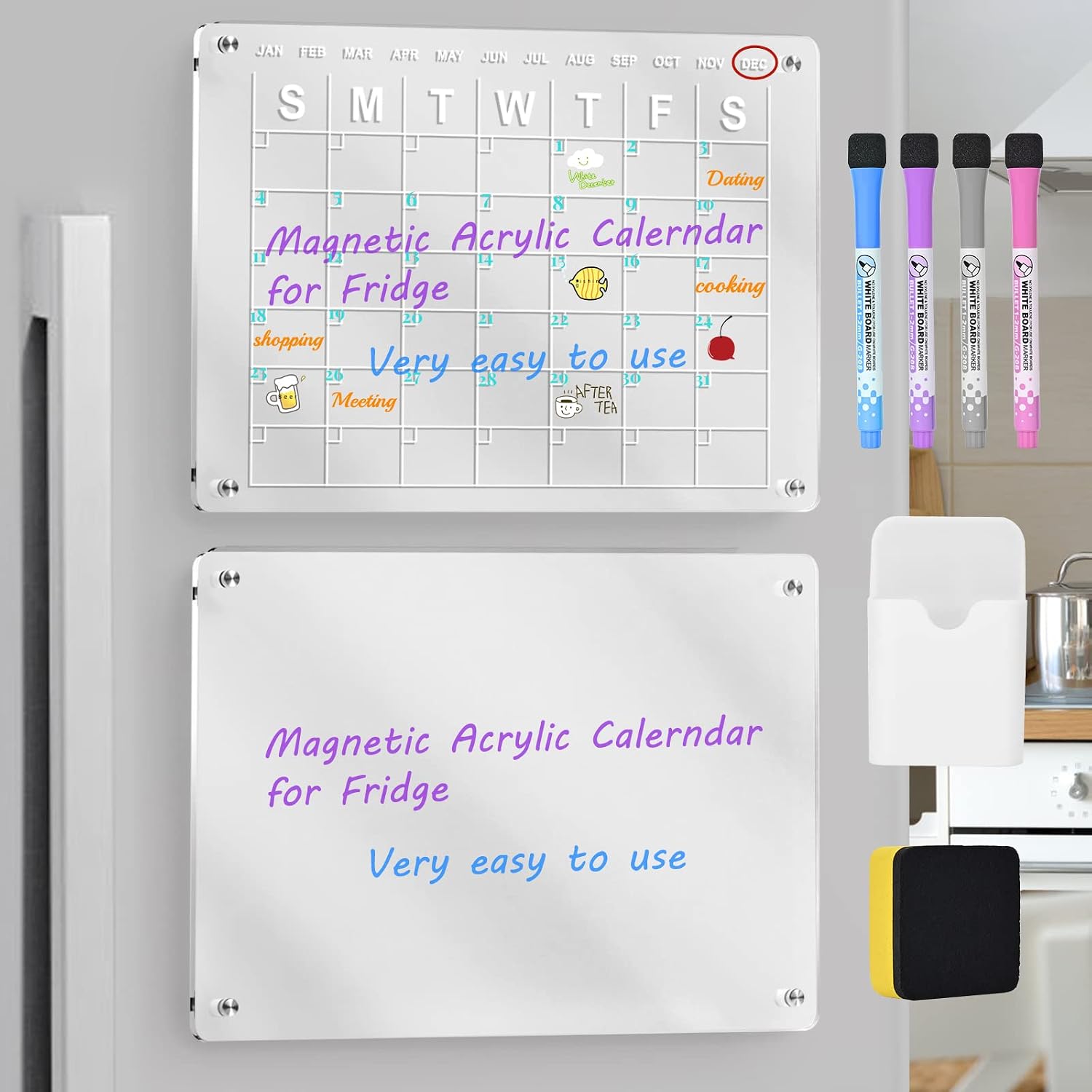 Amazon.com : Acrylic Dry Erase Calendar Whiteboard, Magnetic Dry Erase ...
