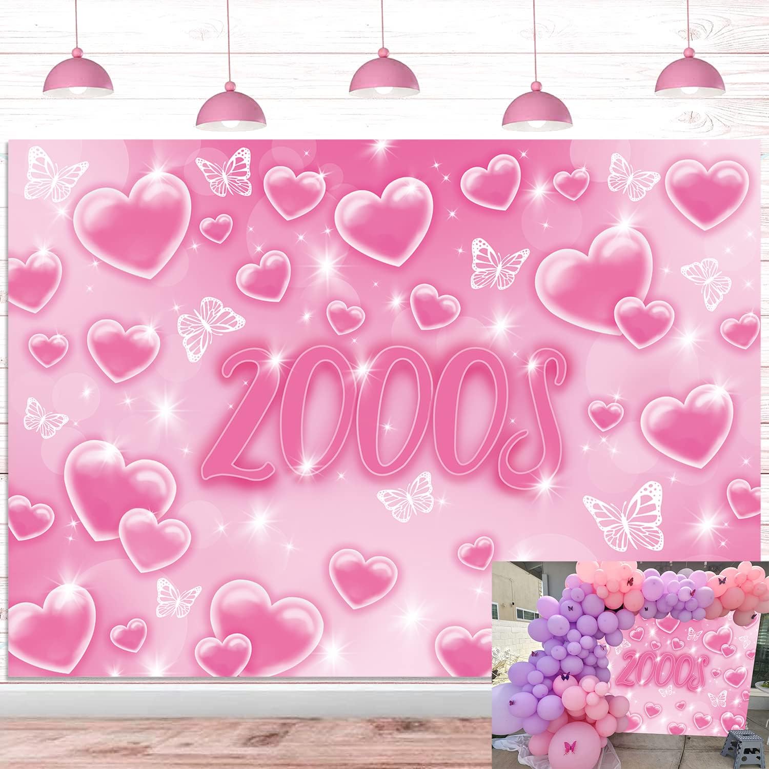 Amazon.com : Early 2000s Photo Backdrop 7x5FT Y2k Pink Glitter Love ...