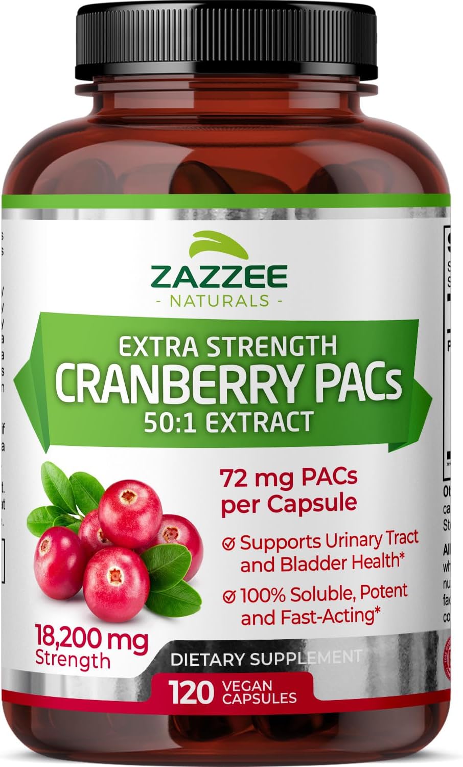 Amazon.com: Zazzee Cranberry PACs, 72 mg PACs per Capsule, 2X Strength ...