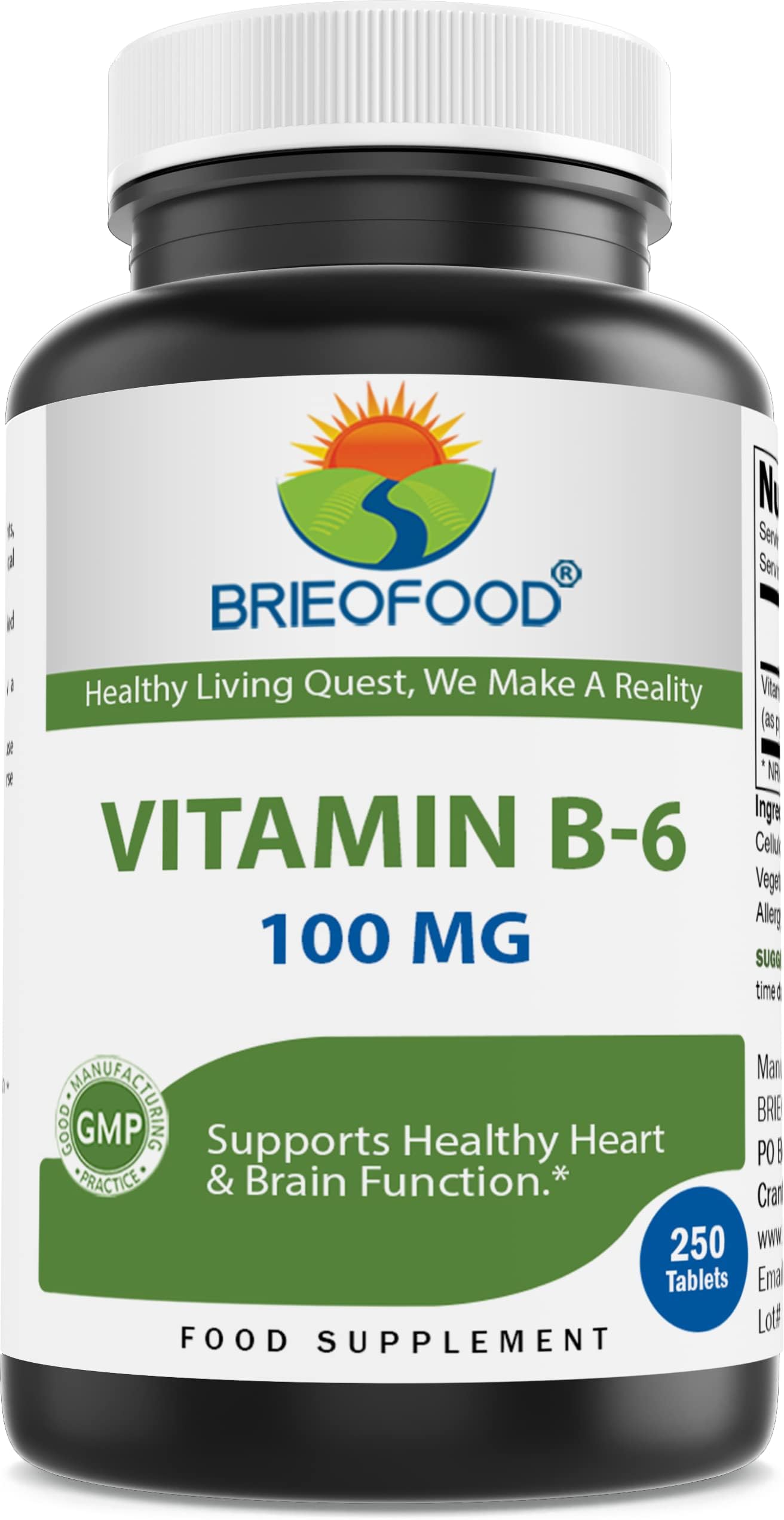 Amazon.com: Brieofood Vitamin B6 100 mg 250 Tablets : Health & Household
