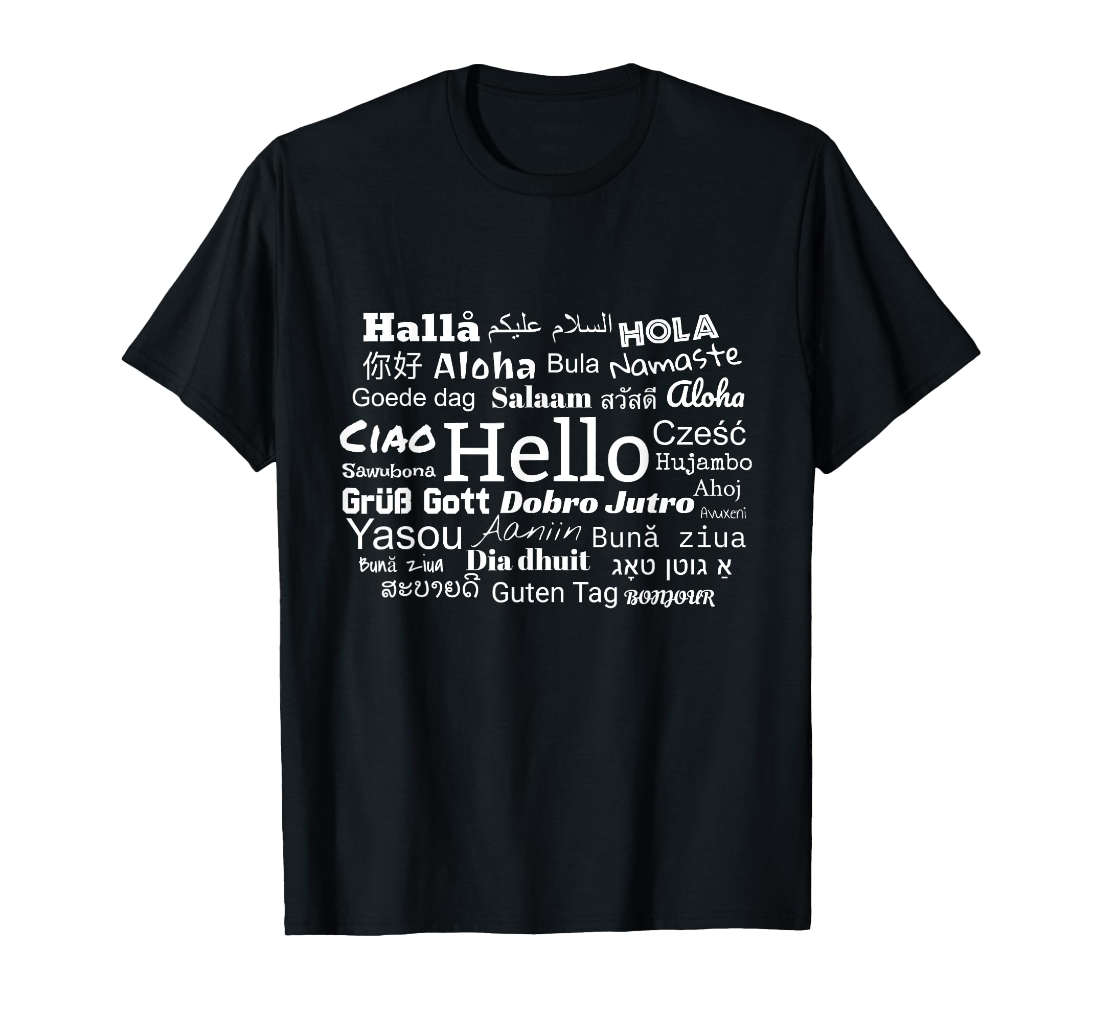 Amazon.com: Hello In Different Languages Multilingualism T-Shirt Gift T ...