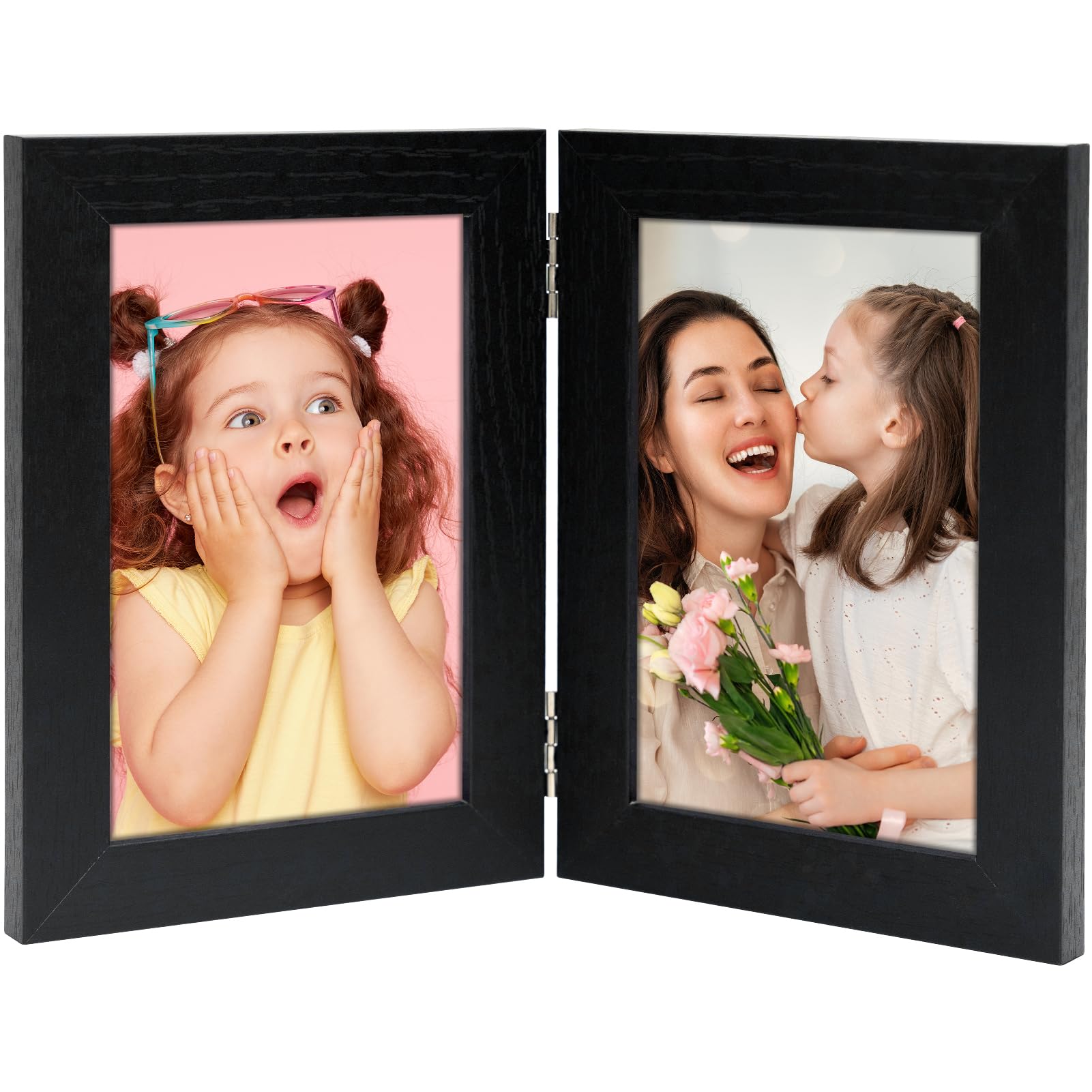 4x6 Picture Frame Double Hinged Two Opening 4 by 6 Photo Frame, Black ...