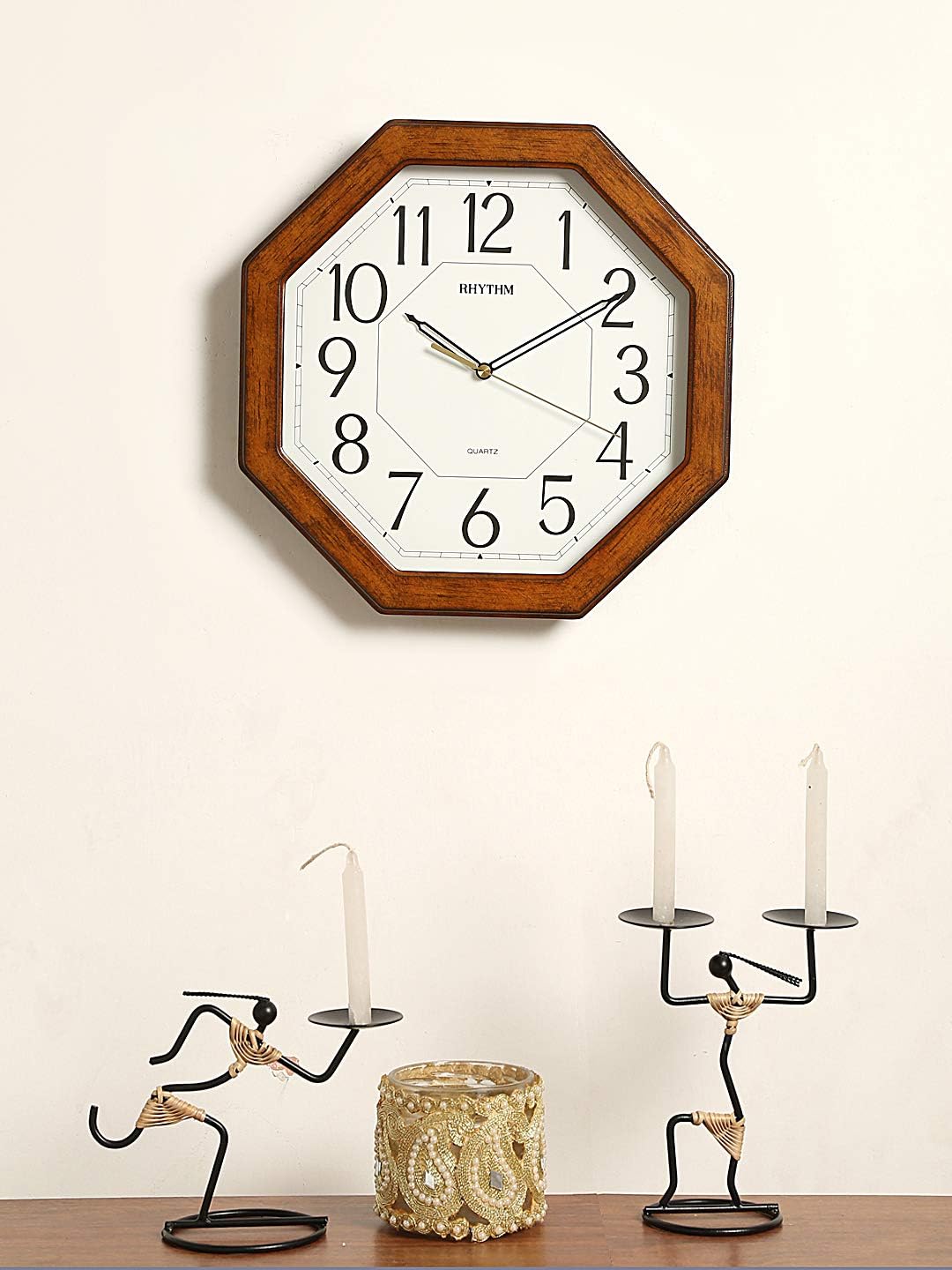 Amazon.com: Rhythm CMG944NR06 Wooden Frame Wall Clock, Brown : Home ...