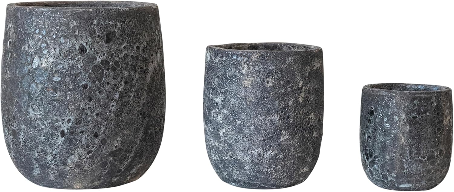 Amazon.com: Creative Co-Op Large Textured Terra-Cotta Planters ...
