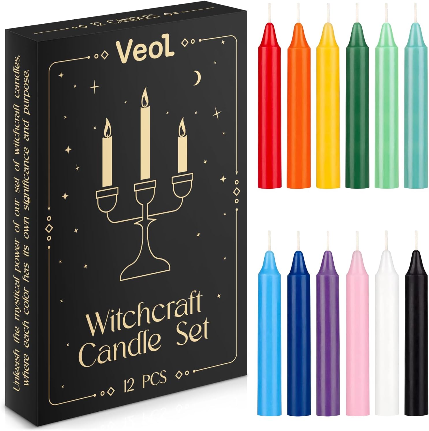 Juego de velas cónicas de hechizo para brujería, mini velas rituales de ...