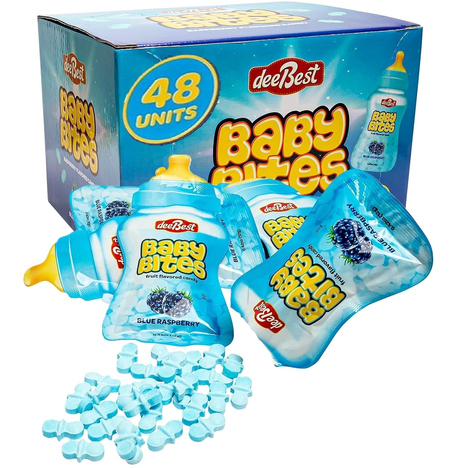 Amazon.com: Candy Pacifier Blue Raspberry Fruity Shaped Bites - 48 ...