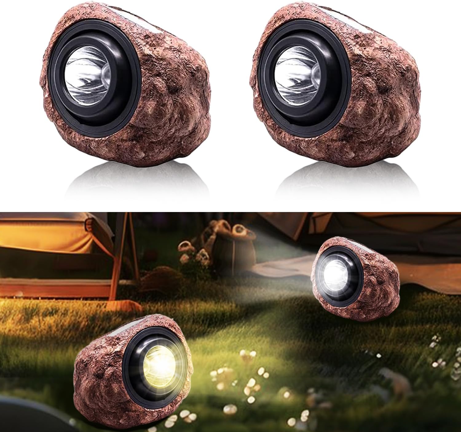 Vcdsoy Solar Powered Rock Lights Outdoor- 2 Pack Super Bright Solar ...