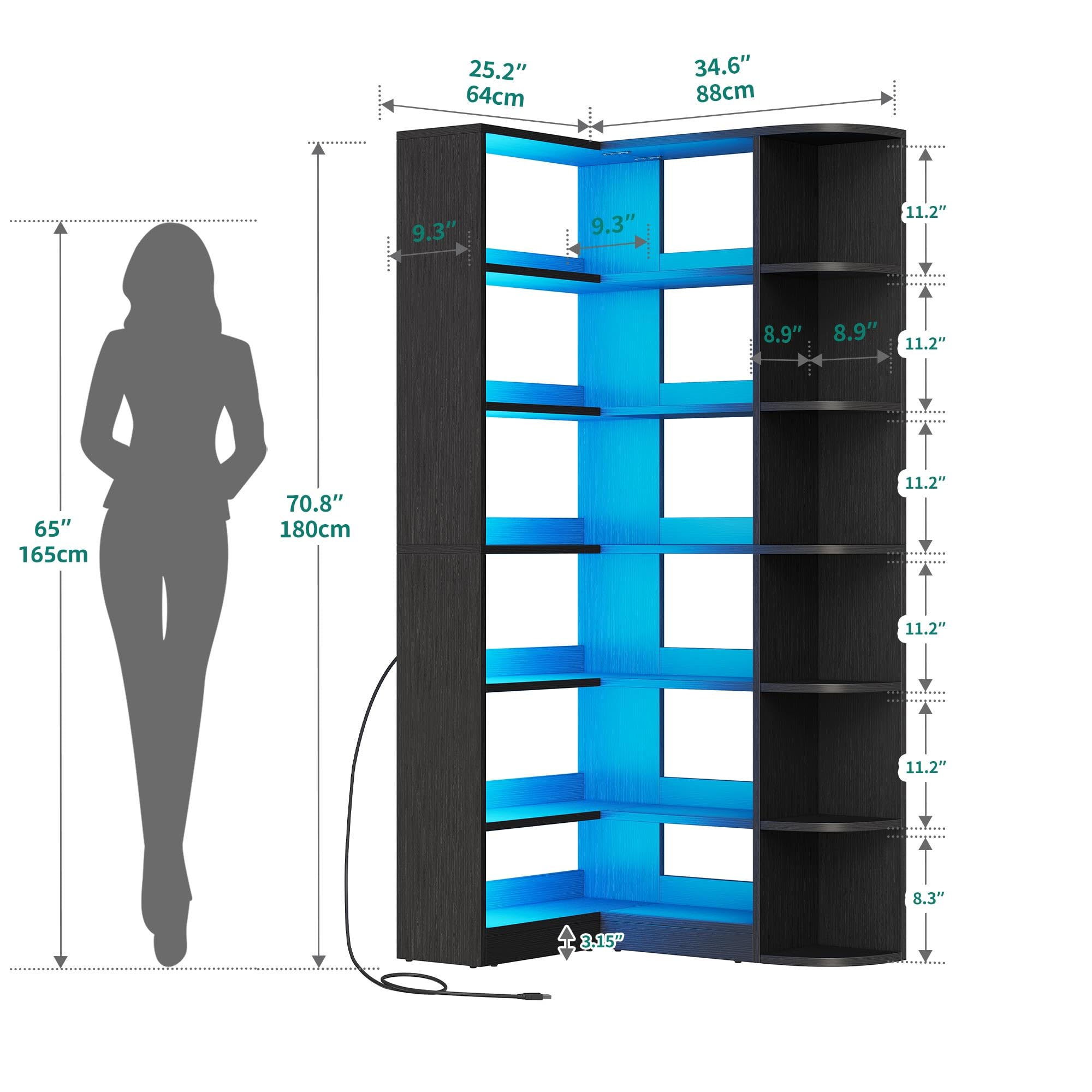 Snapklik.com : YITAHOME 6 Tier Corner Bookshelf