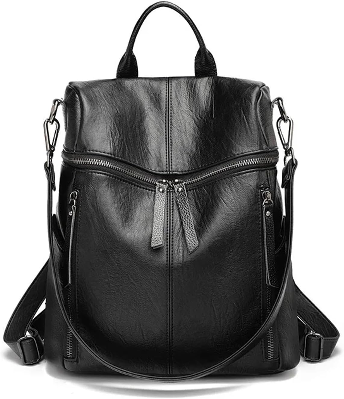 Amazon.com: AurexaFashion Genuine Cow Leather Backpack Shoulder Handbag ...