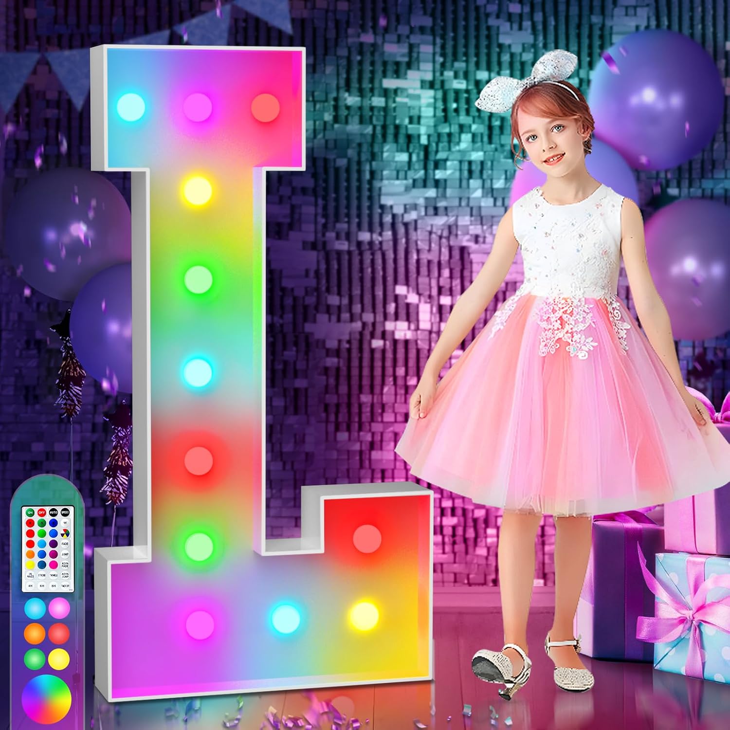 Amazon.com: imprsv 4FT Colorful Marquee Light Up Letters L, 18 Colors ...