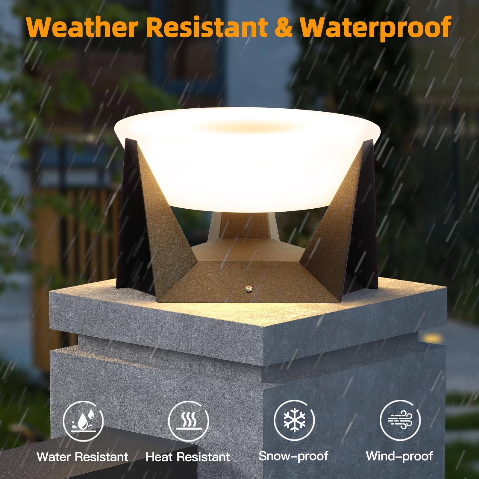 Outdoor Post Light, Modern Post Cap Lights LED Deck Fence Cap Light ...