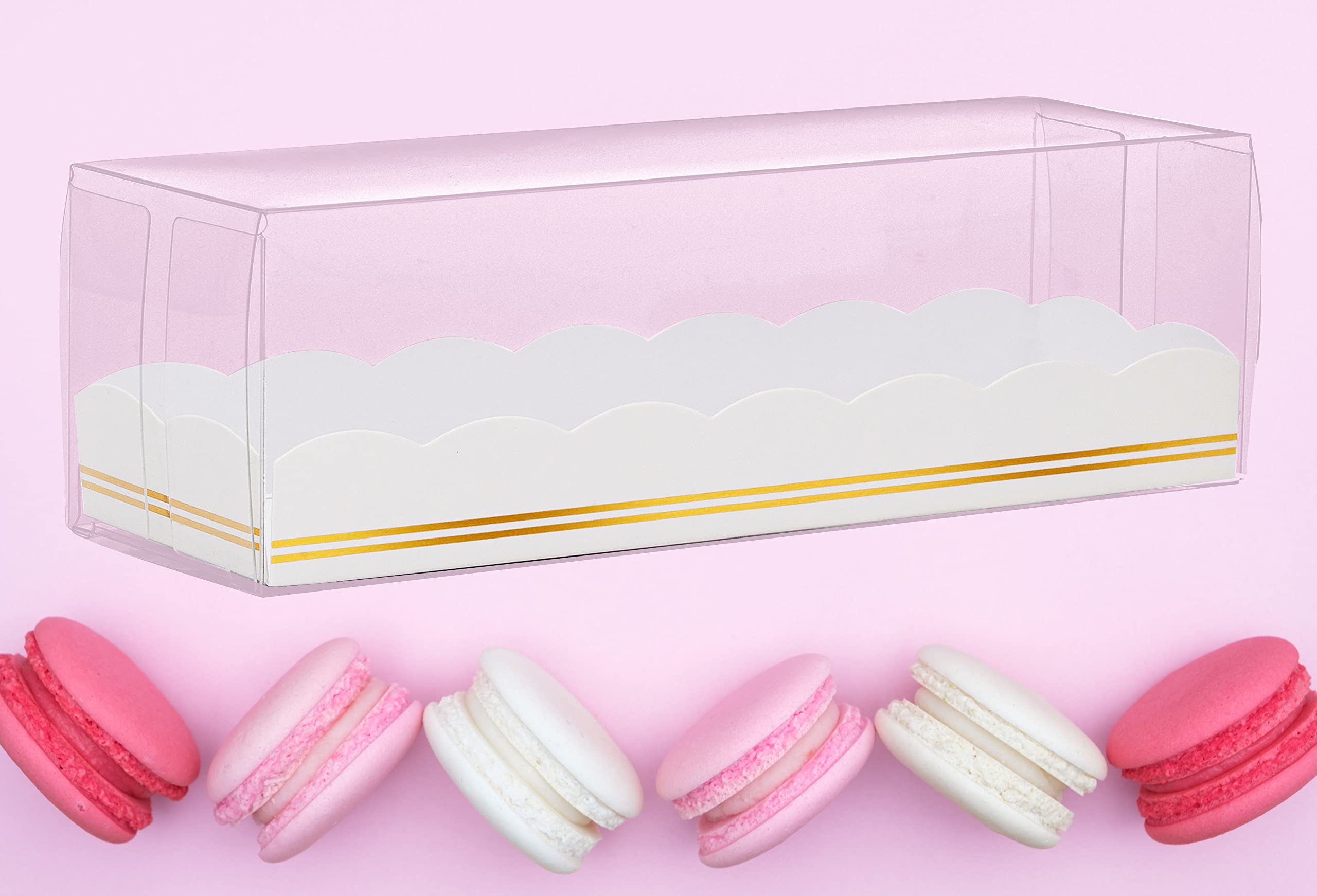 Macaron Boxes | Pack of 10 Macaron Box with Scalloped & Gold Foil ...