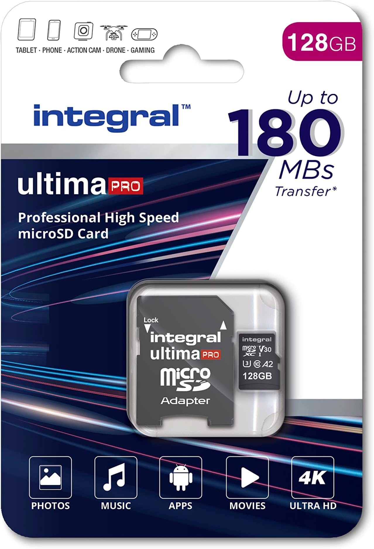 Integral 64GB SD Card 4K Ultra-HD Video High Speed SDXC V30 UHS-I U3 ...