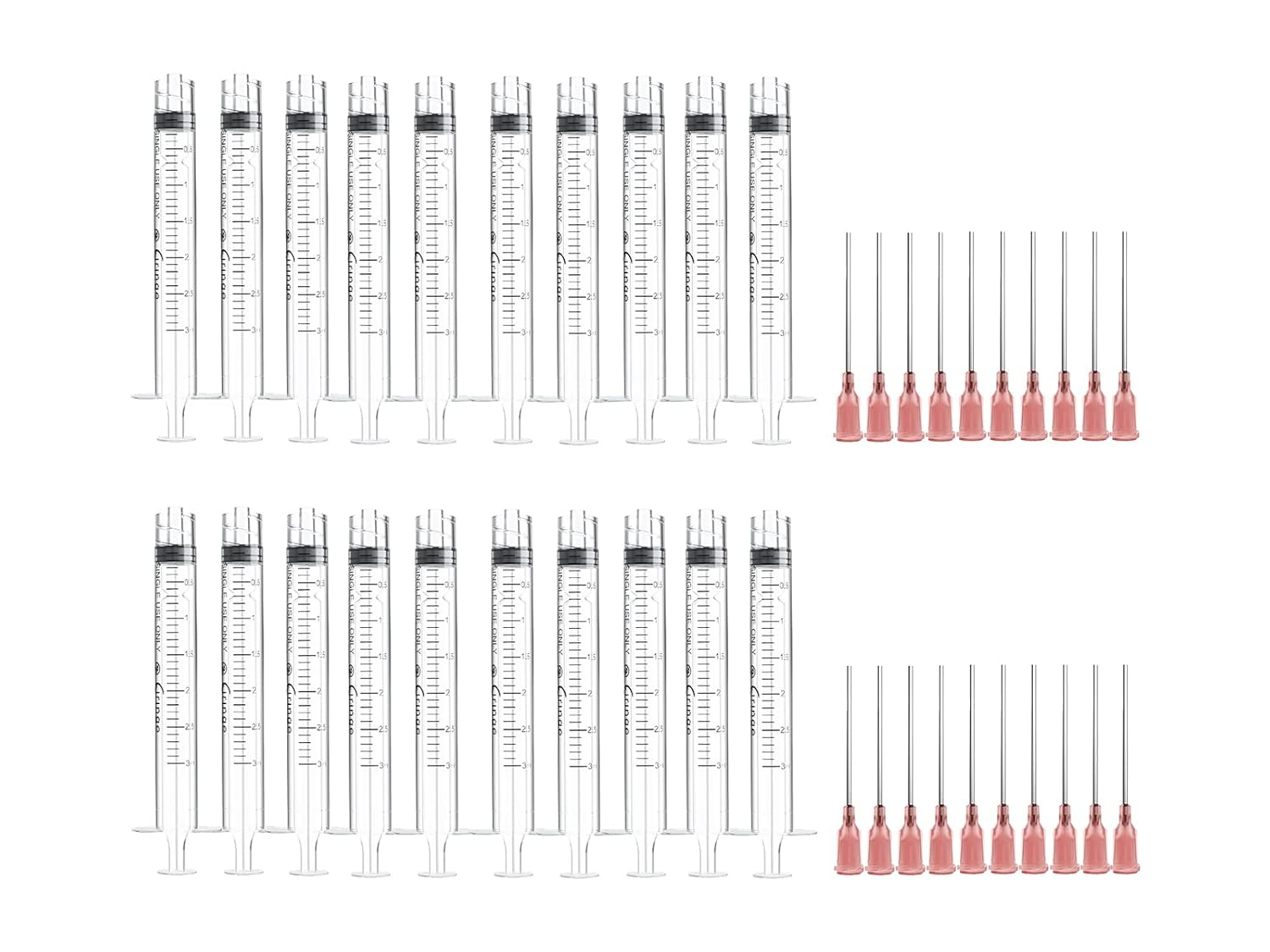 Ciringe 3 ml Lock Syringe with 18G Pink Mixing Kit - 20 Sets : Amazon ...
