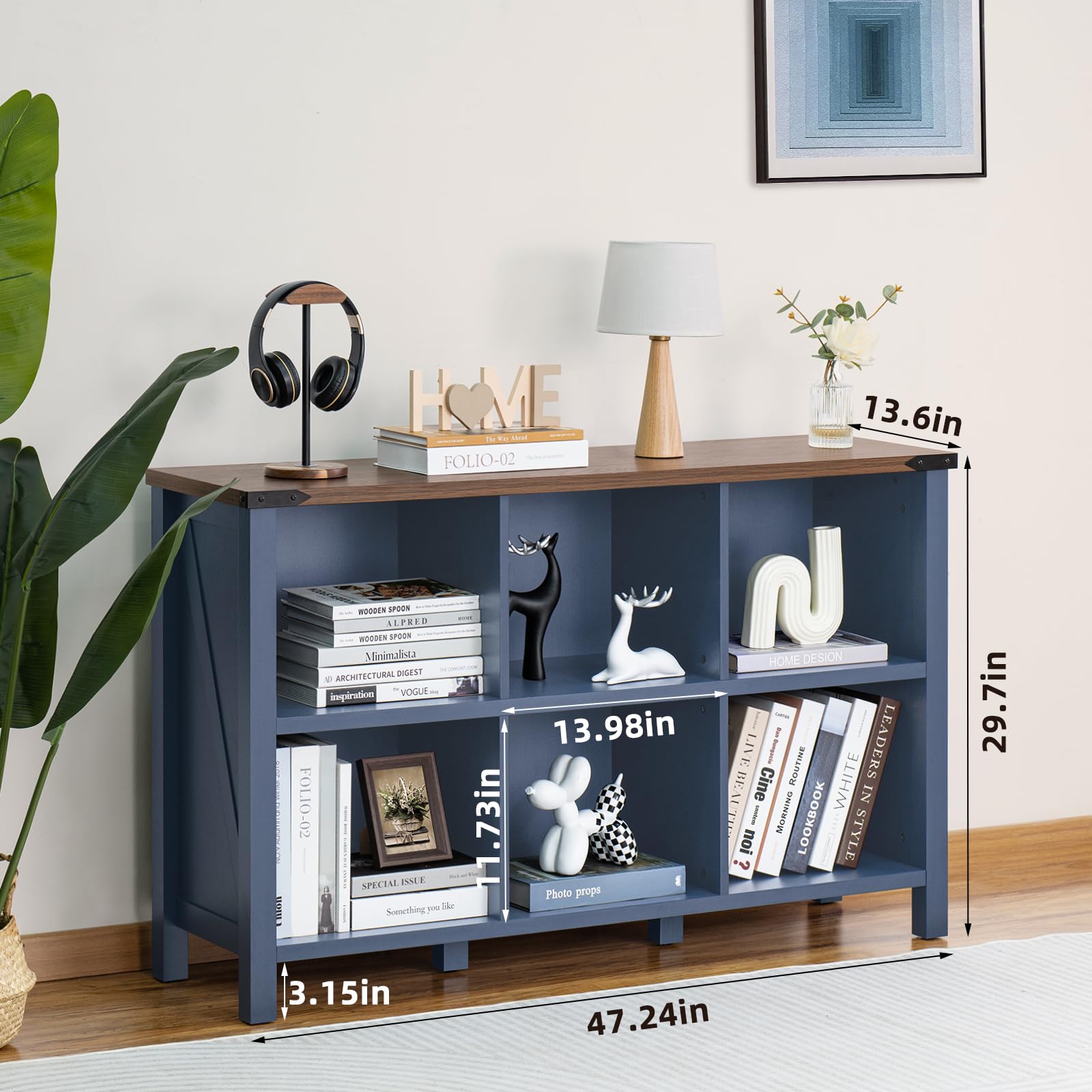 Snapklik.com : Joaxswe 6 Cube Bookcase, Farmhouse Wood Low Storage ...