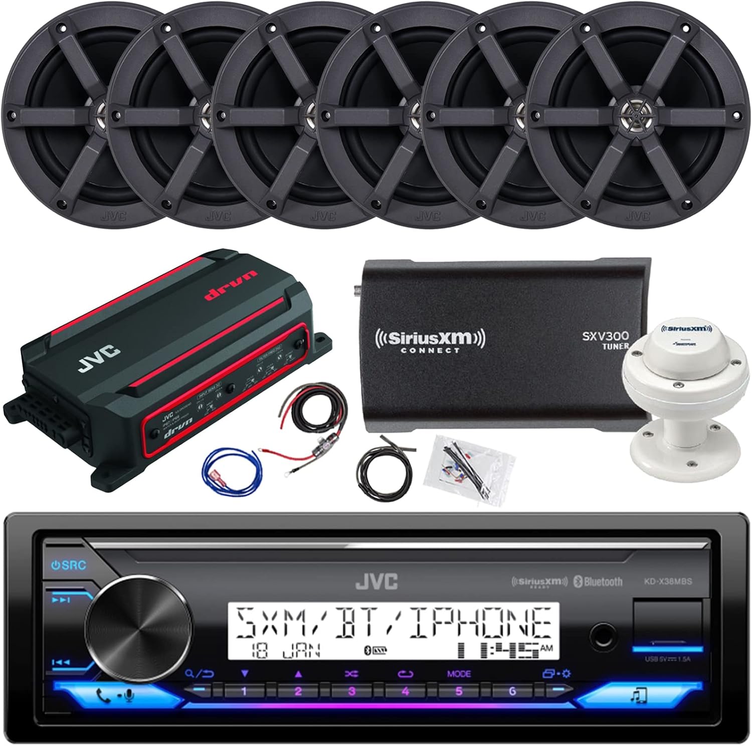 Amazon.com: JVC Single DIN in-Dash Marine Bluetooth USB/AUX Stereo ...