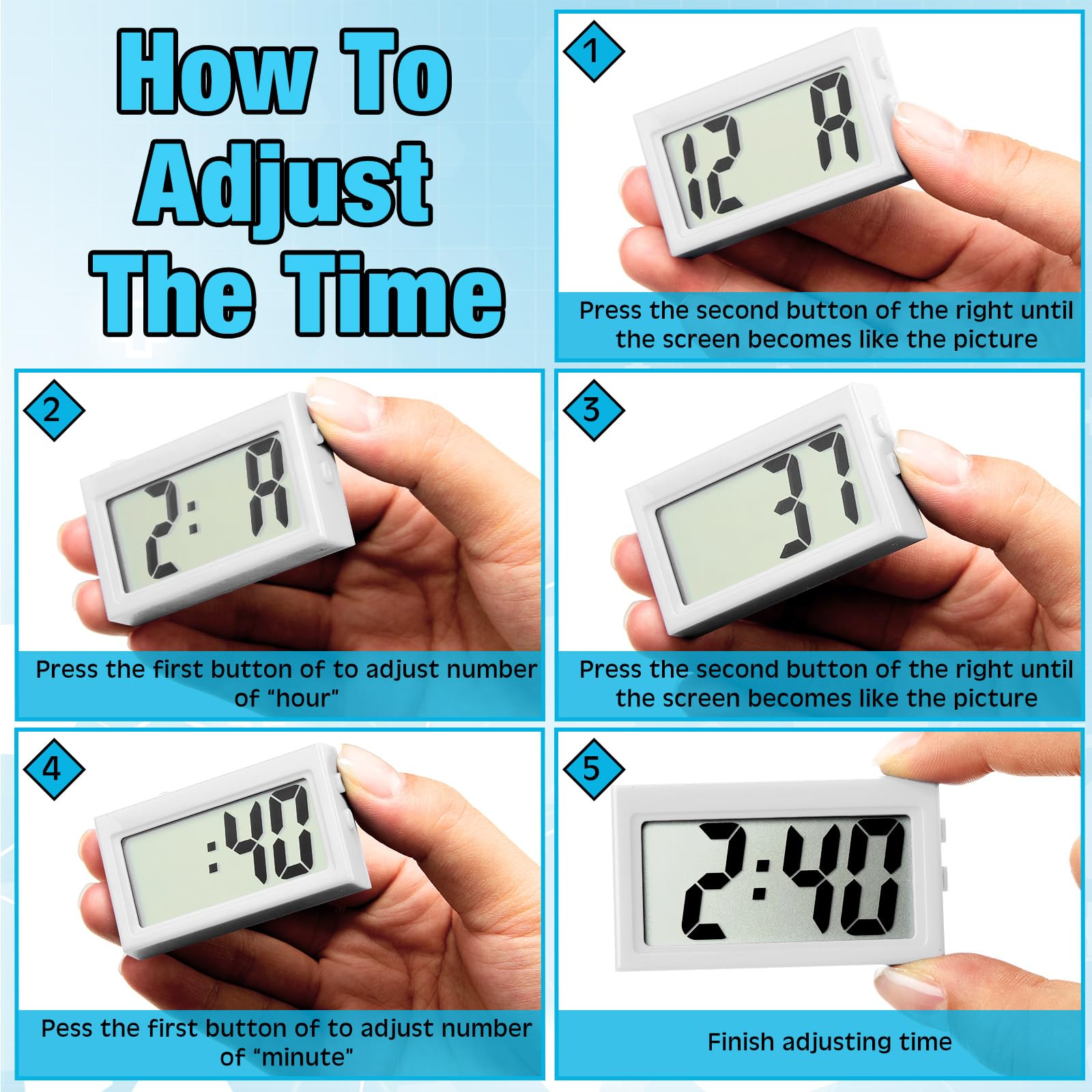 Snapklik.com : Frienda 12 Pieces Mini Digital Clock Small Digital Clock ...