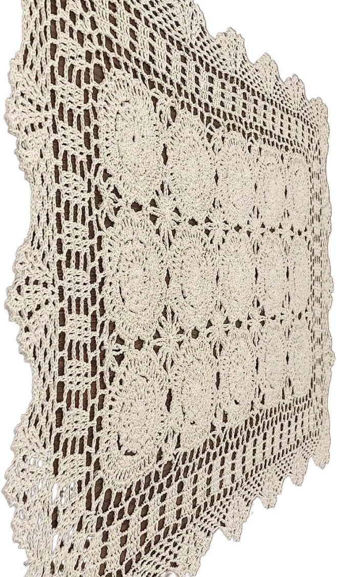 Amazon.com: Rectangular Cotton Handwork Crochet Lace Table Runner Cloth ...