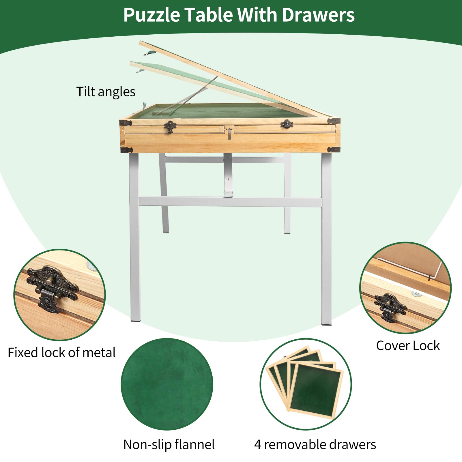 Puzzle Table, 1500 Piece Portable Jigsaw Puzzle Table, Puzzle Table ...
