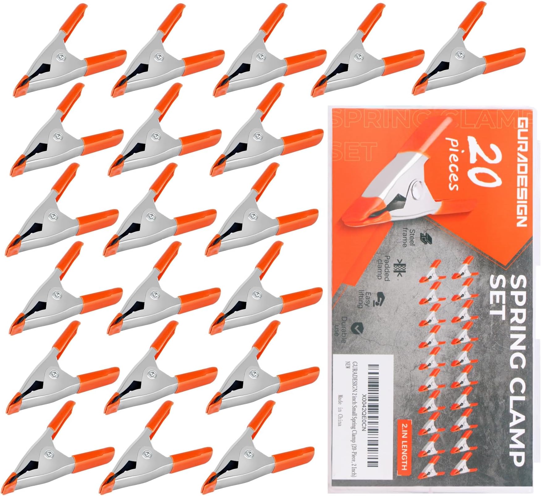 Amazon Basics 20-Piece Steel Spring Clamp Set, 15 Pack of 3/4-Inch, 5 ...