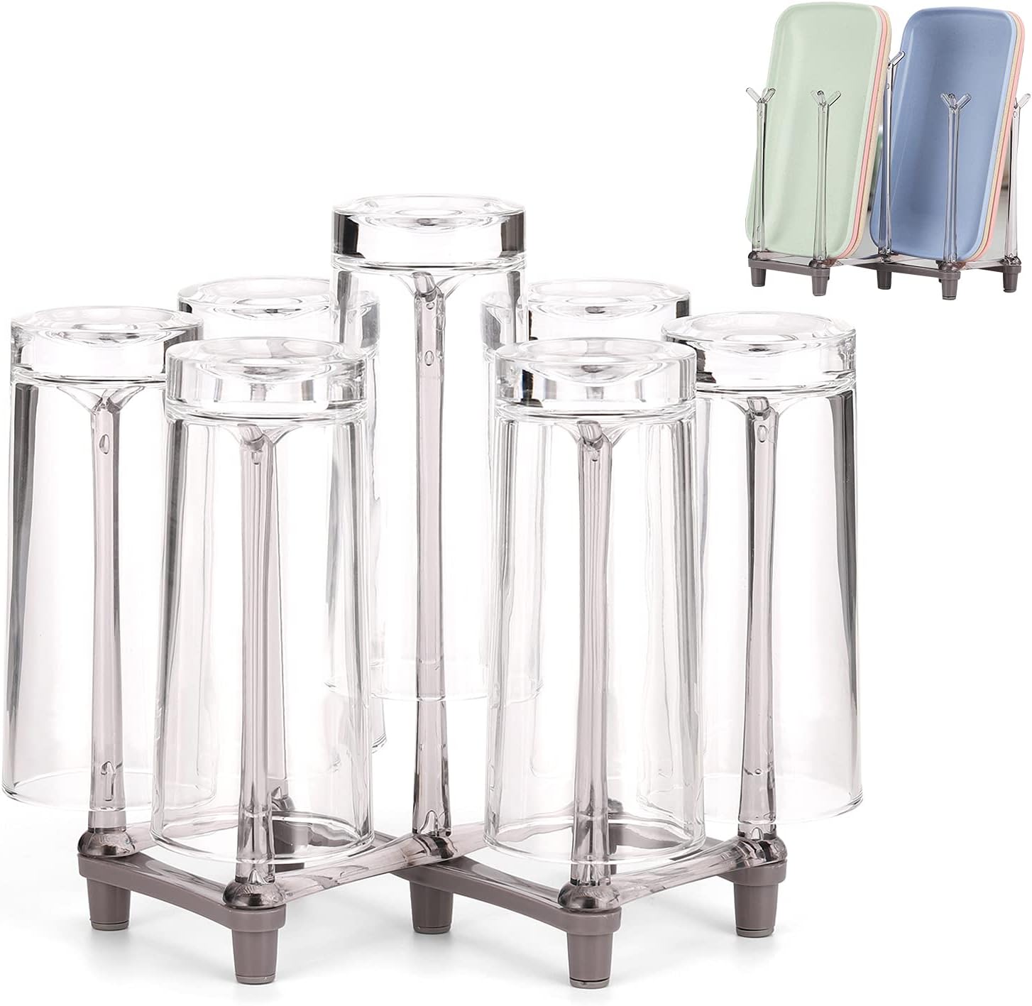 Amazon.com - luckymeet Cup Drying Rack with Drain Tray,Drinking Glass ...