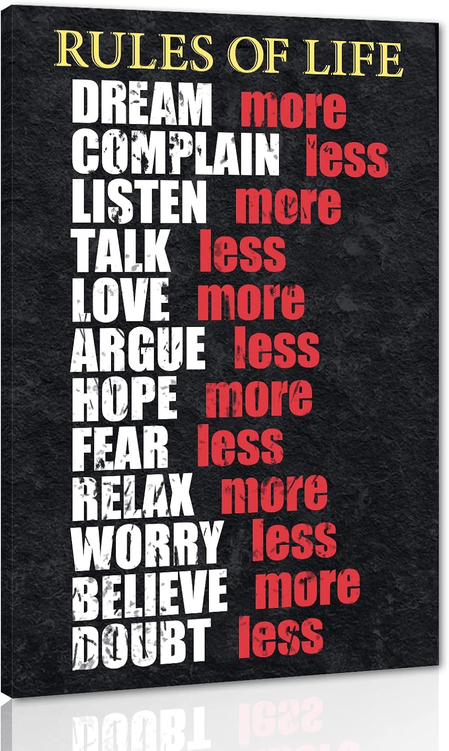 Amazon.com: Inspirational Wall Art, Rules Of Life Canvas Print ...