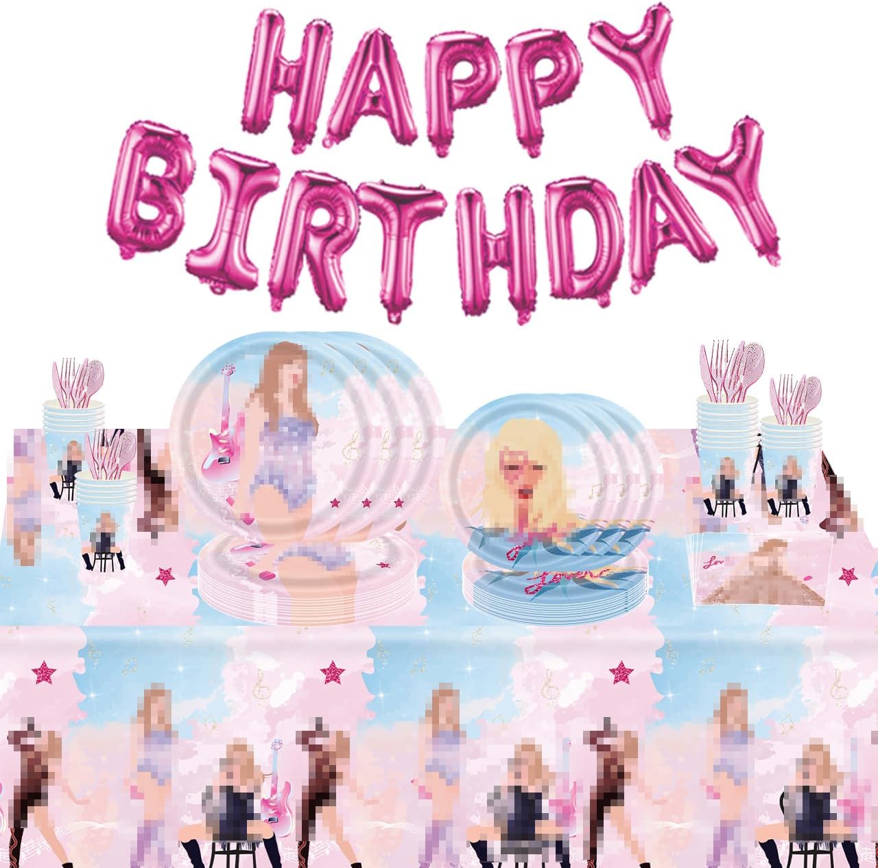 Amazon.com: 130pcs Girl Birthday Party Supplies, Birthday Party ...