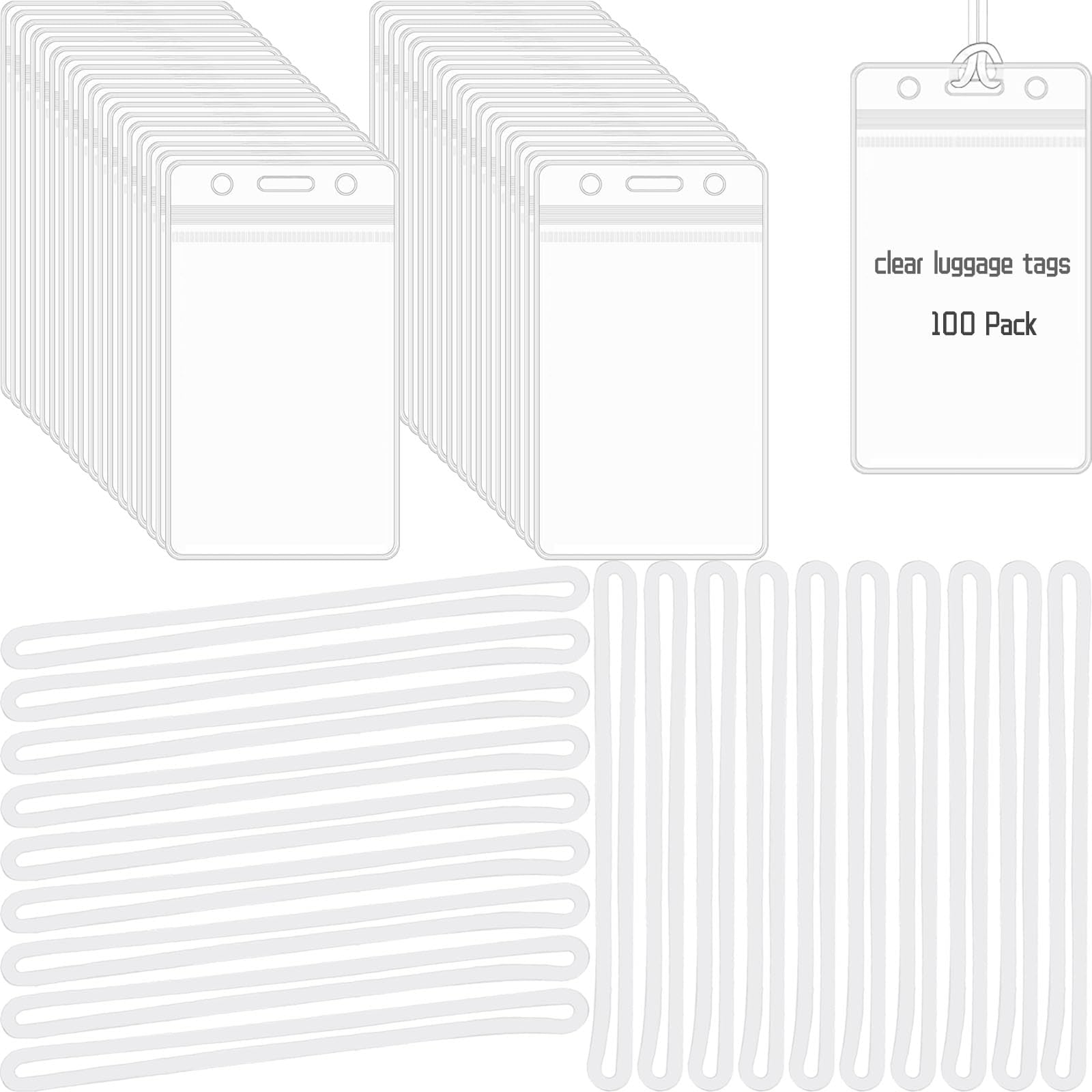 Amazon.com : 100PCS Clear Plastic Bag Tags, Luggage Bag Tag Holder Bulk ...