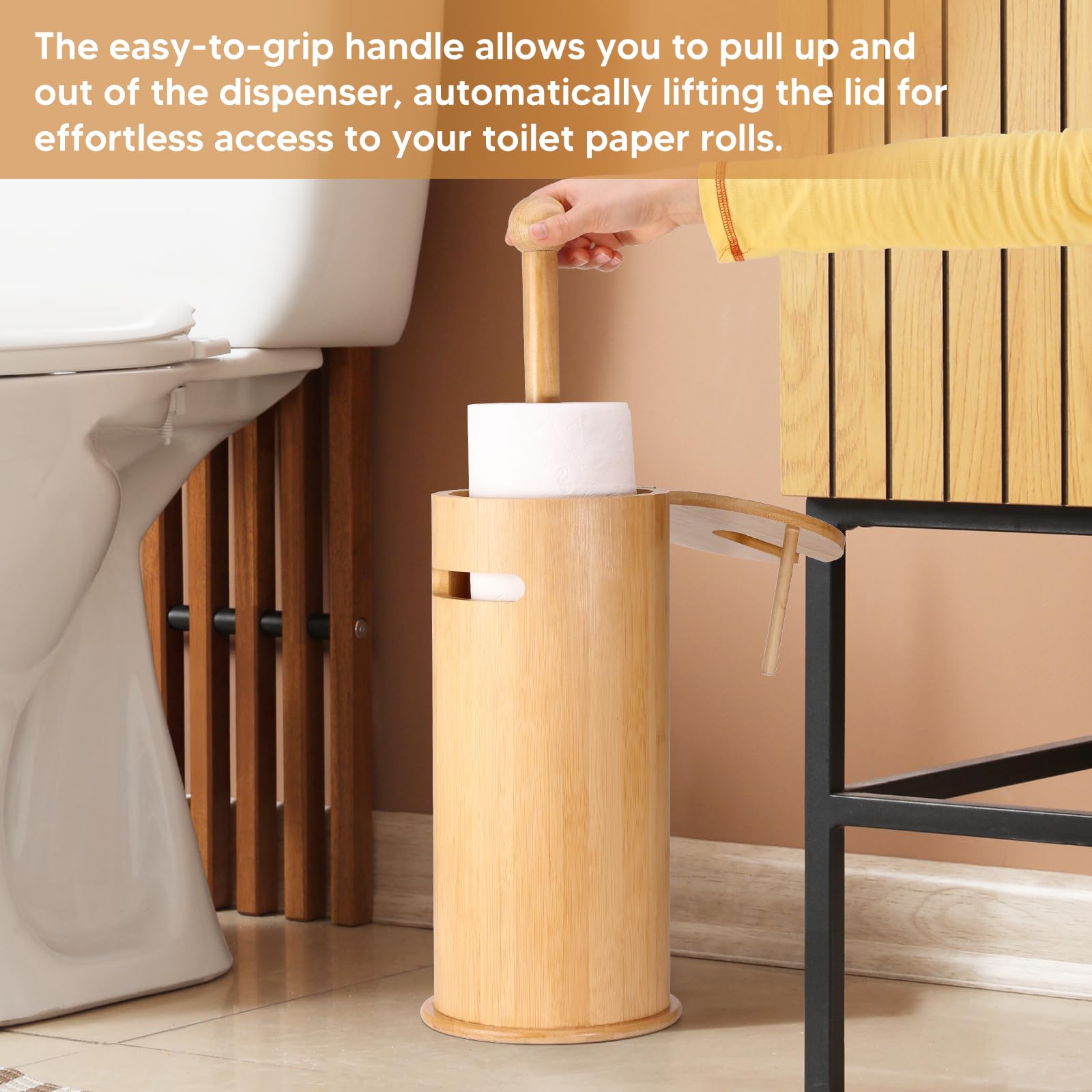 Snapklik.com : Bamboo Free Standing Toilet Paper Stand,3 Rolls Of ...