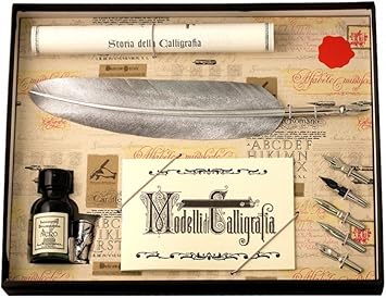 Coles Calligraphy Füllfederhalter mit Schreibfeder, silberfarben ...