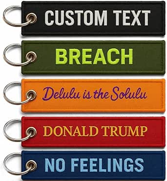 Personalized Embroidered Keychain – Custom Double-Sided Embroidered ...