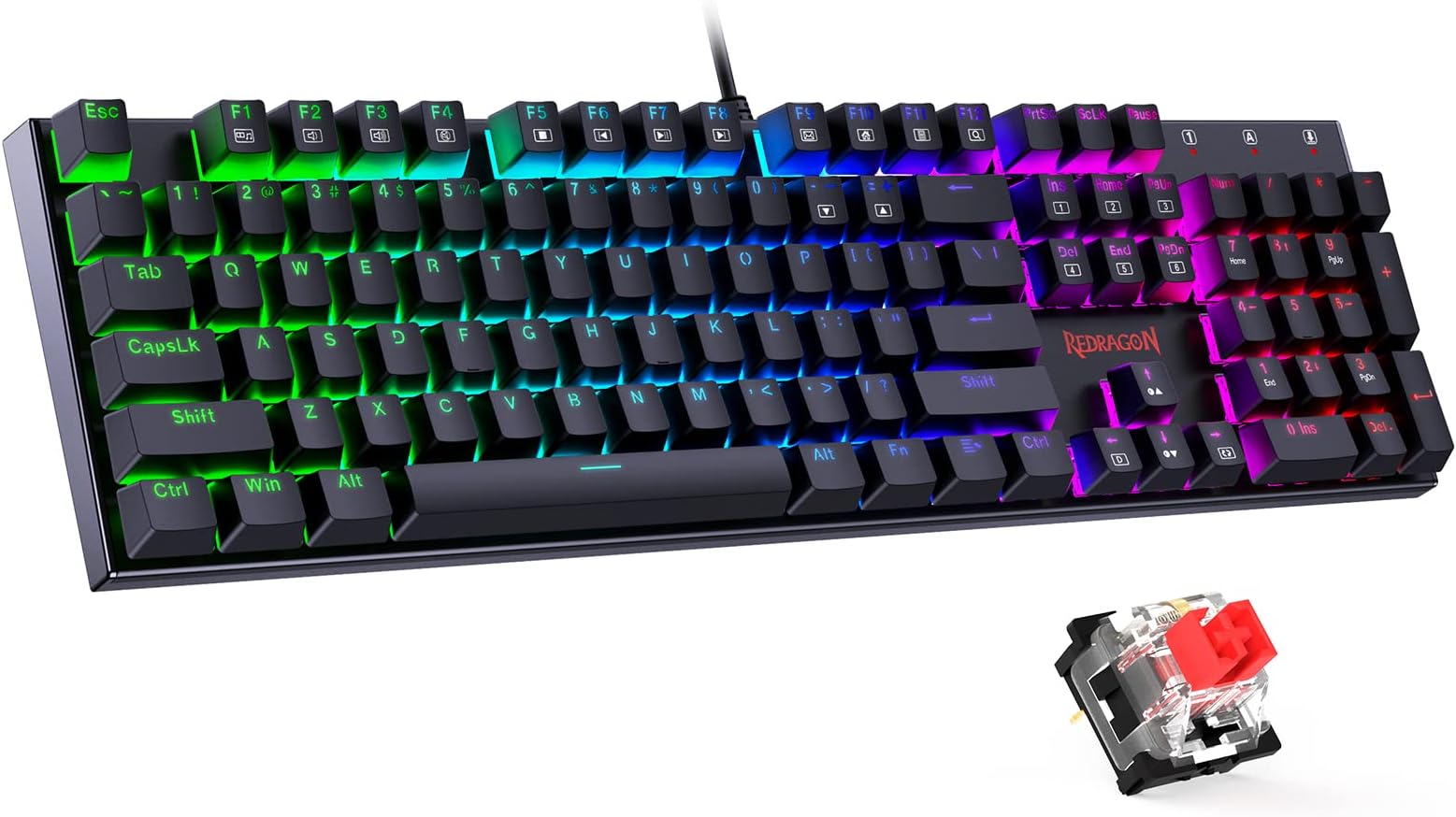 Amazon.com: Redragon Mechanical Gaming Keyboard with Red Switches ...