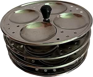 Amazon.com: Stainless Steel 4-Rack Idli Stand Idaly Stand Plates idli ...