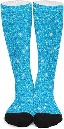 Amazon.com: FLONTY Blue Ombre Glitters Full Print Mid Calf Socks ...