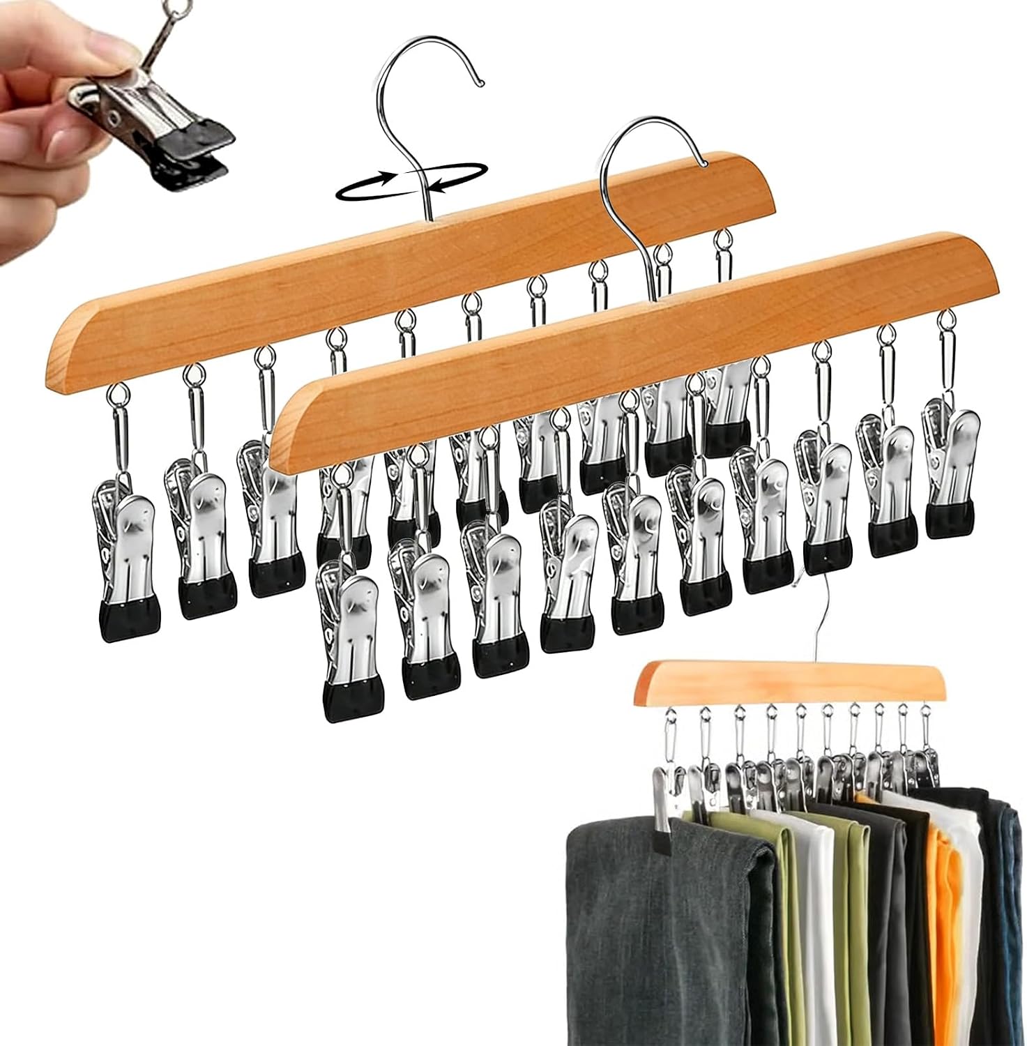 Amazon.com: Closet Organizer with 10 Clips - Space Saving Hanging ...