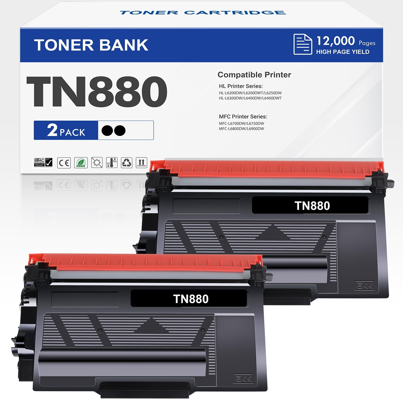 Amazon.com: TN880 TN-880 TN 880 Toner Cartridge 2-Pack Compatible for ...