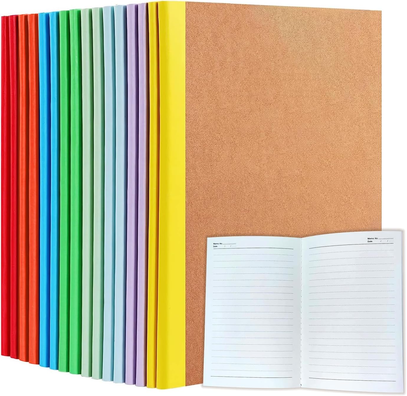 feela 8 Pack Kraft Notebooks A5, 60 Pages Lined Notepad Journal Bulk ...