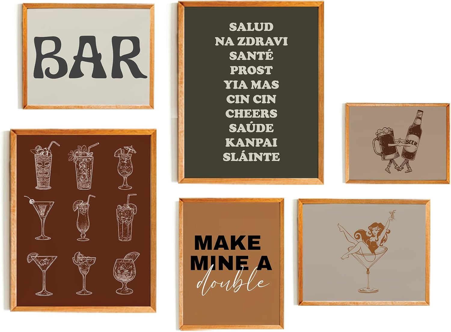 Amazon.com: Set 6 Cocktail Poster Home Bar Decor - Trendy Wall Art ...