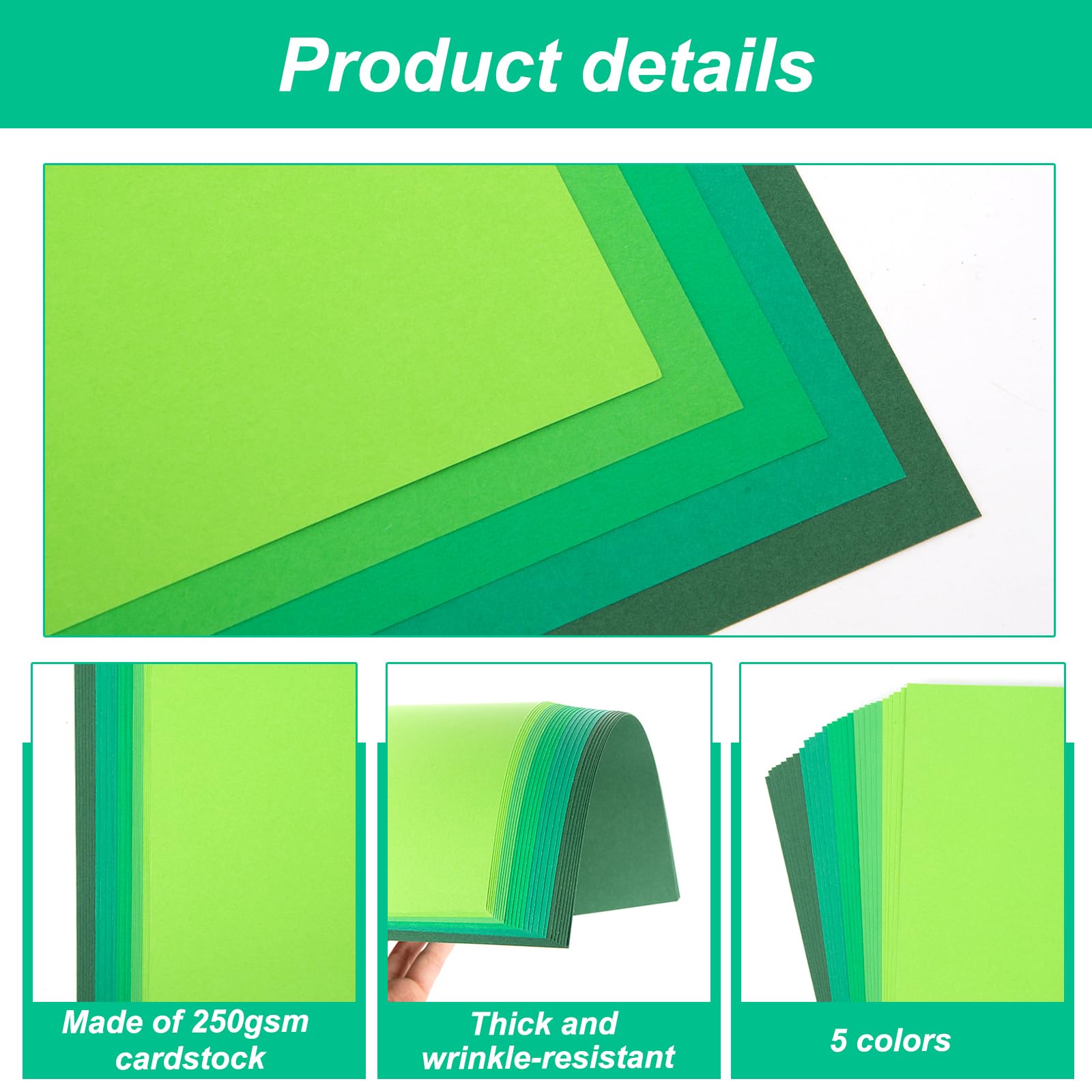 Snapklik.com : 27 Sheets Cardstock Paper, 8.5 X 11 Iches Green Craft ...