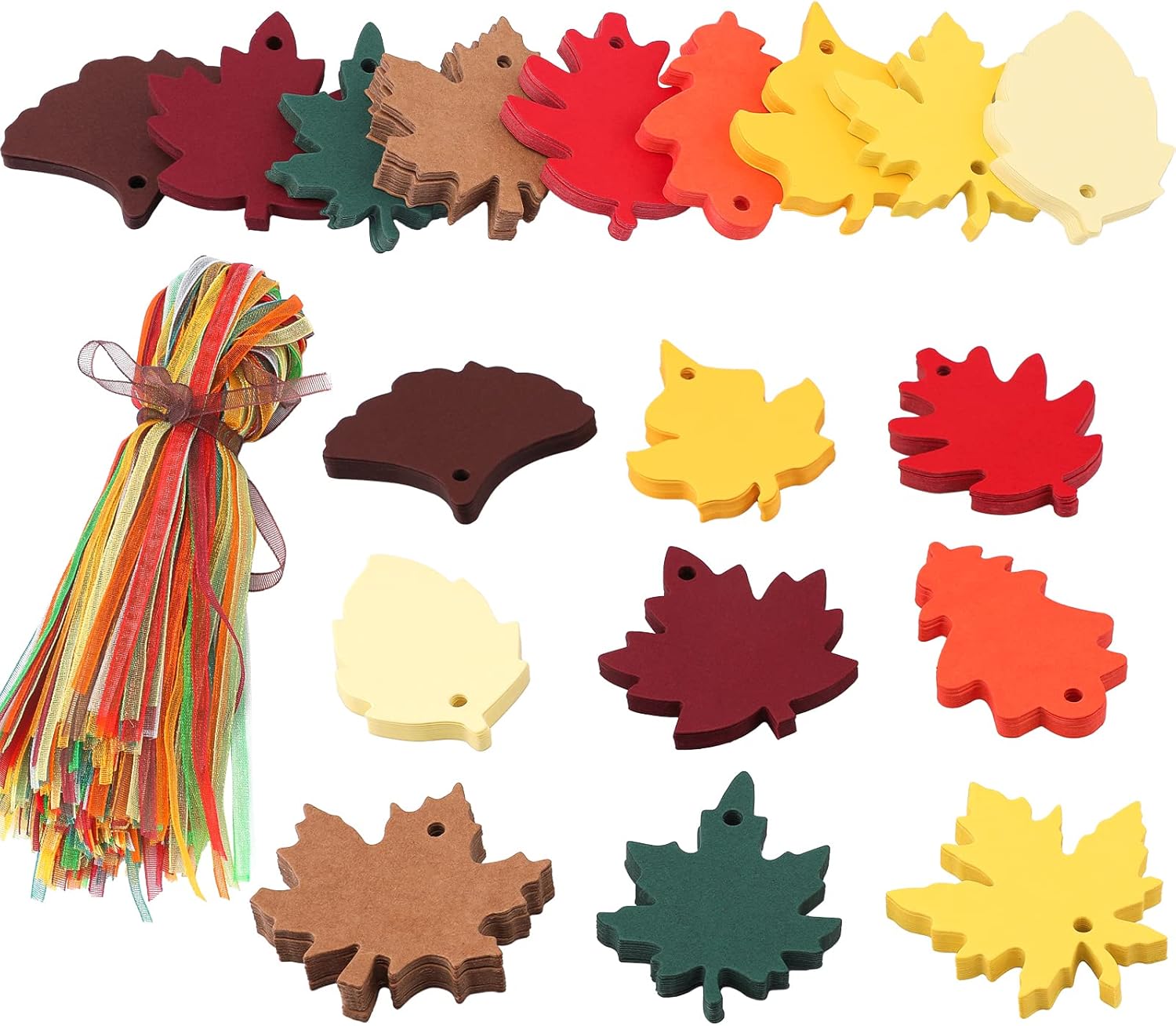 Amazon.com: jijAcraft 180Pcs Paper Leaves Gift Tags with Ribbon, Maple ...