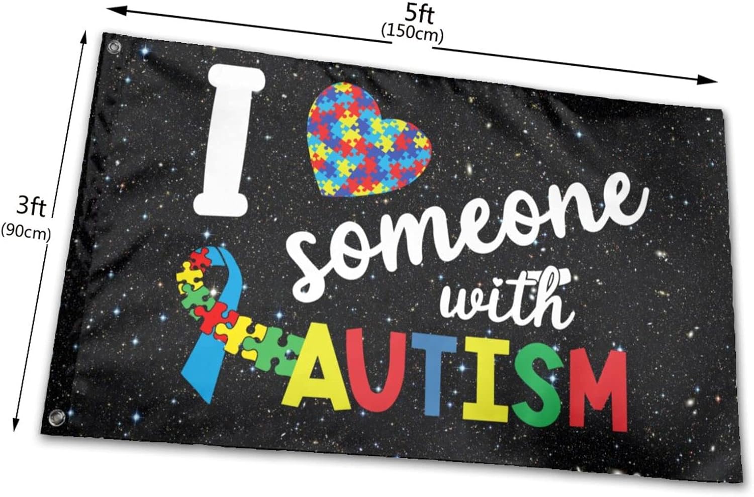 I Love Someone With Autism Flag 3x5 Ft Fade Proof Outdoor/Inside Autism ...