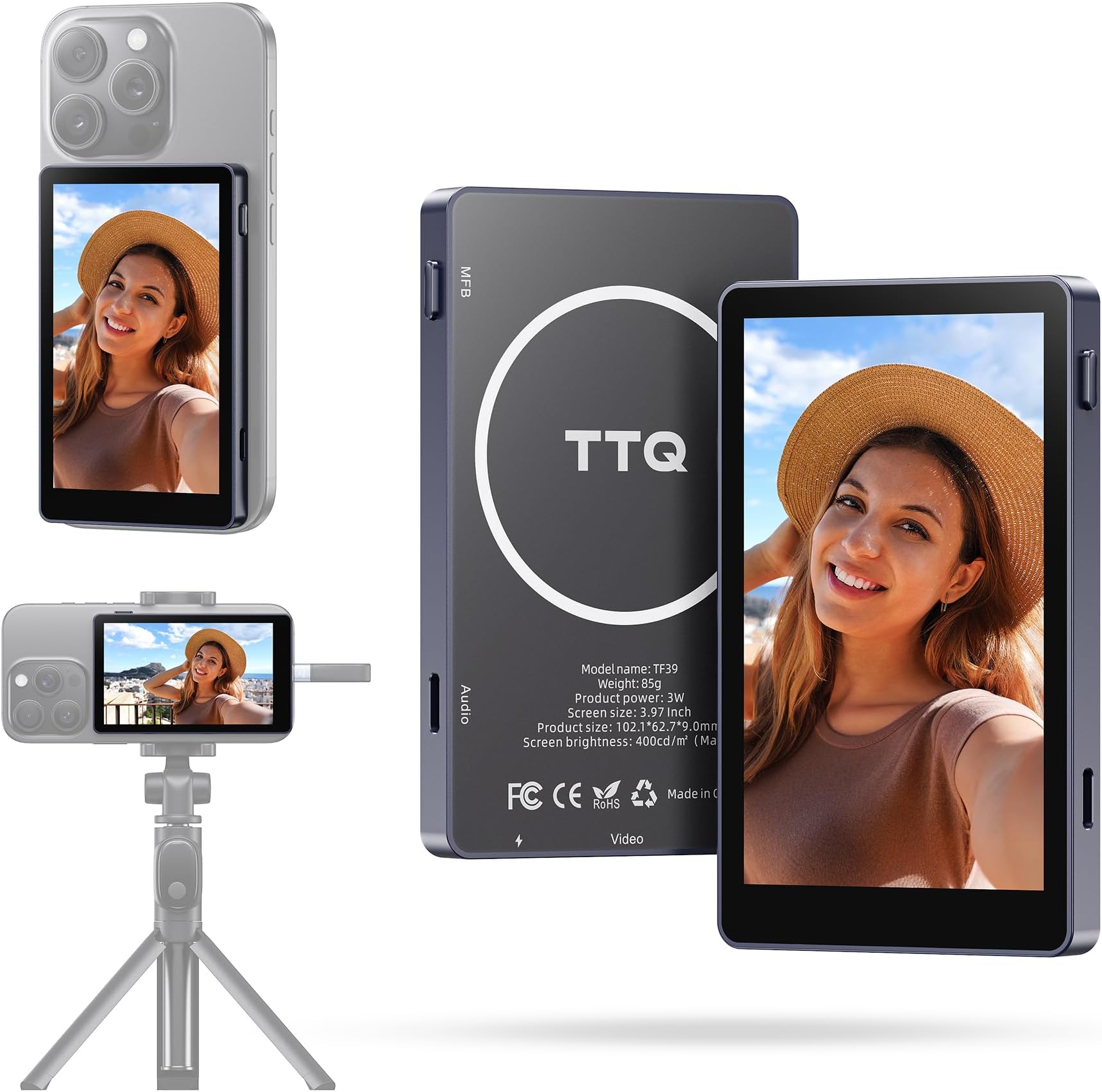 Amazon.com: Vlog Selfie Monitor Screen, Magnetic Phone Vlog Selfie ...