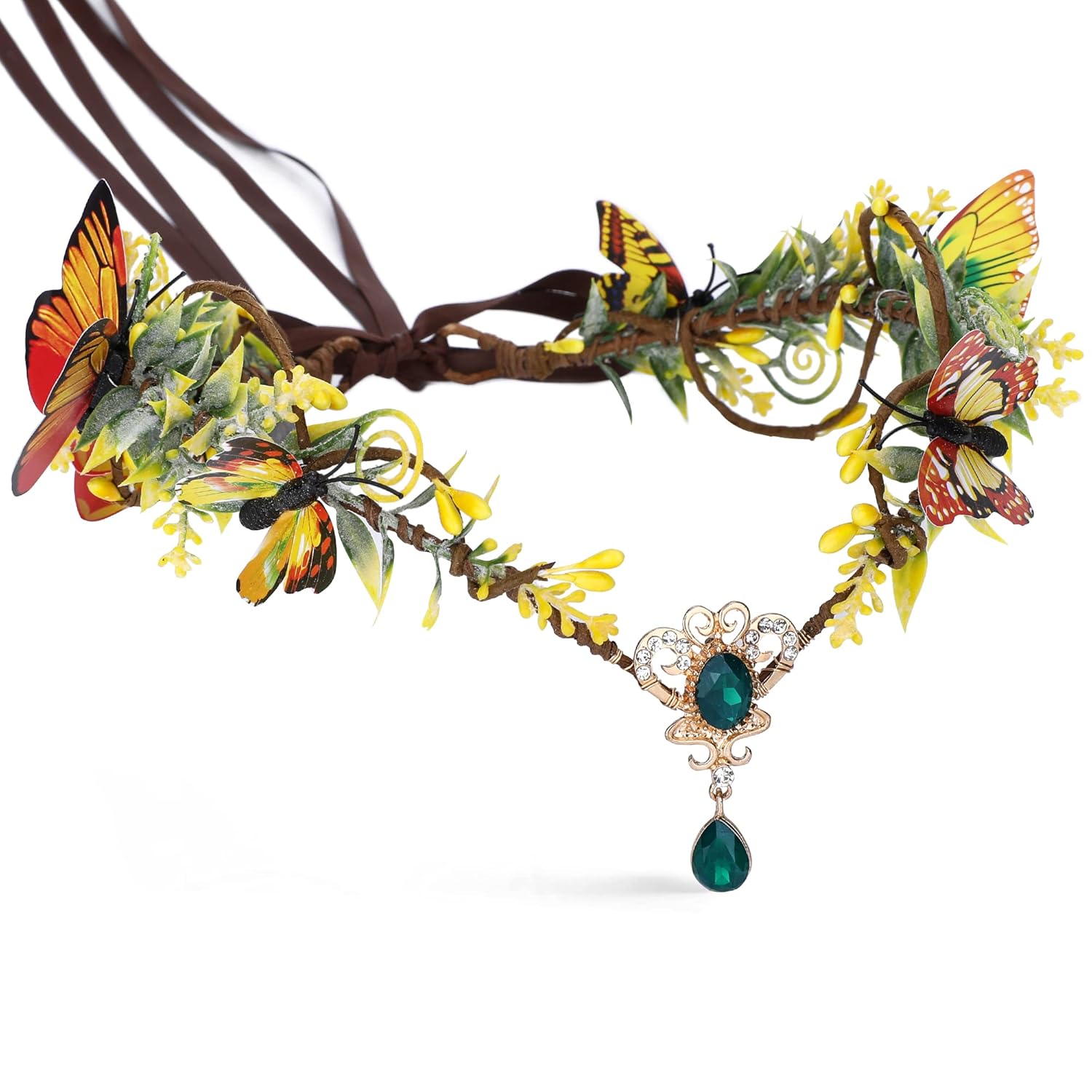 Amazon.com : MOSTORY Elf Headpiece with Butterflies Fairy Green ...