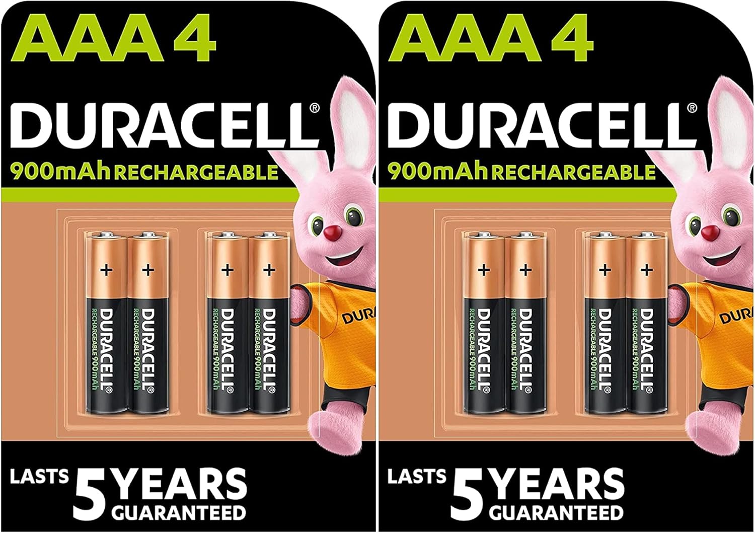 8 x Duracell AAA Rechargeable 900 mAh (2 Blister Packs of 4 Batteries ...