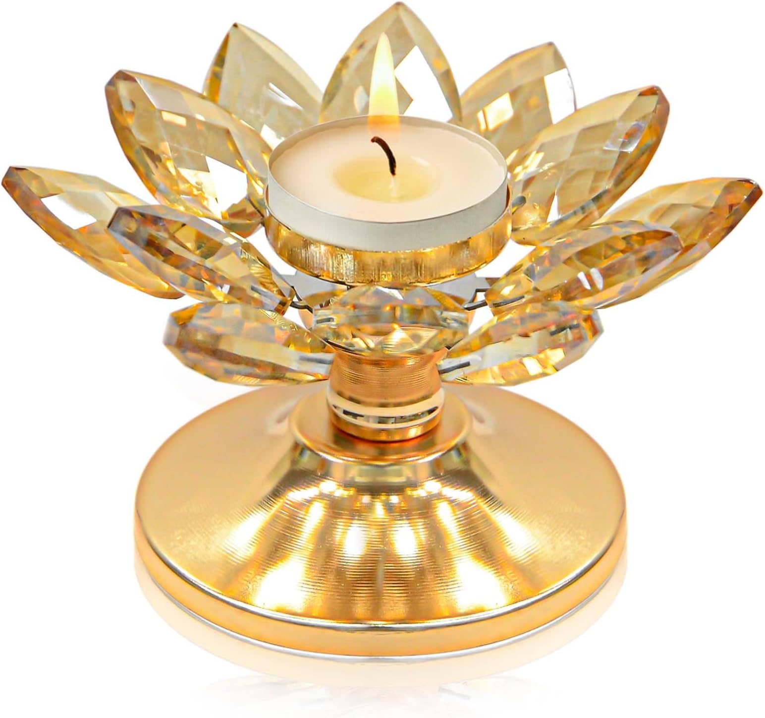 Amazon.com: Amlong Crystal Clear Crystal Lotus Tealight Candle Holder 4 ...